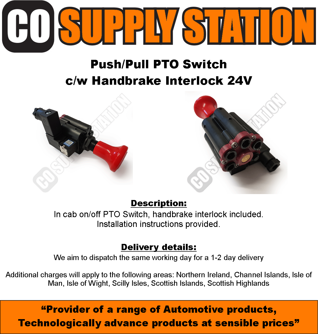 Push/Pull PTO Switch, c/w Handbrake Interlock 24V | eBay UK