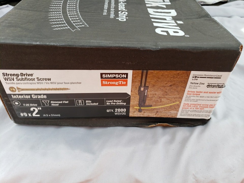 Quick Drive WSV SUBFLOOR Screw #9 (WSV2S) 2” Qty 2000 New/Sealed *Ships ...