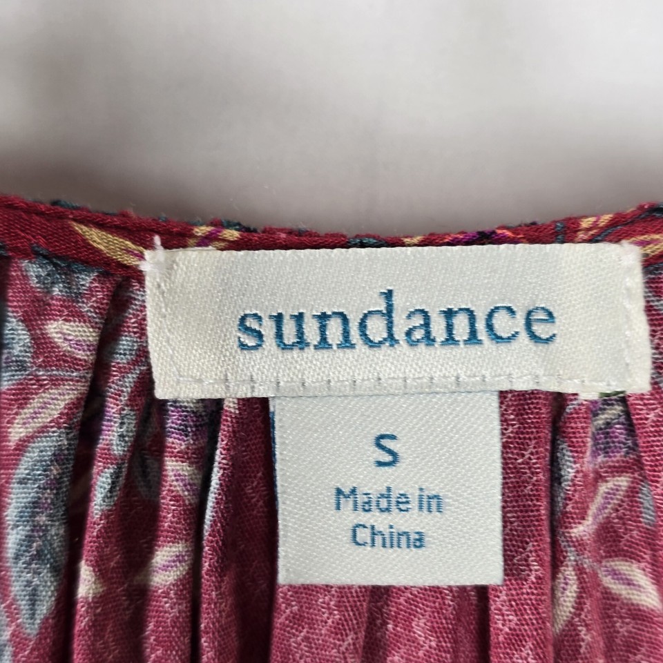 Sundance Red Floral Peasant Boho Long Sleeve Blouse Size Small | eBay