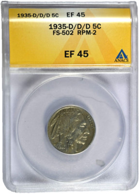 1935-D/D/D ANACS EF 45 FS-502 RPM-2 Buffalo Nickel-Price Guide $900 | eBay