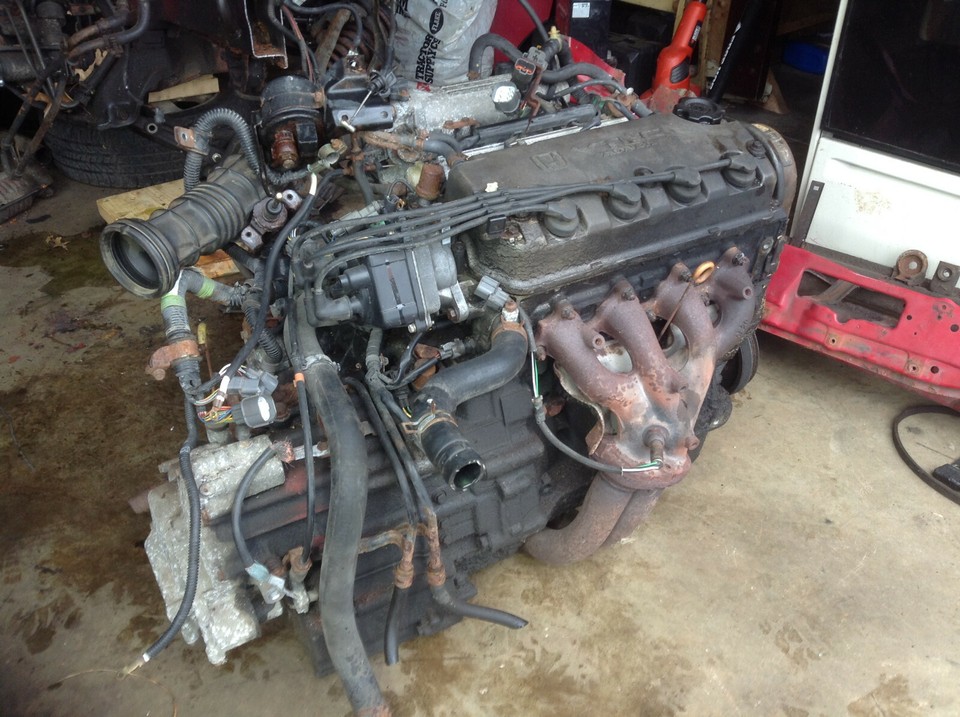 92-95 honda civic del sol motor engine d16 d16z6 1.6l vtec long block ...