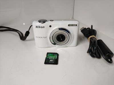 Nikon Coolpix L25 10MP Digital Compact Camera CCD Sensor White Tested ...