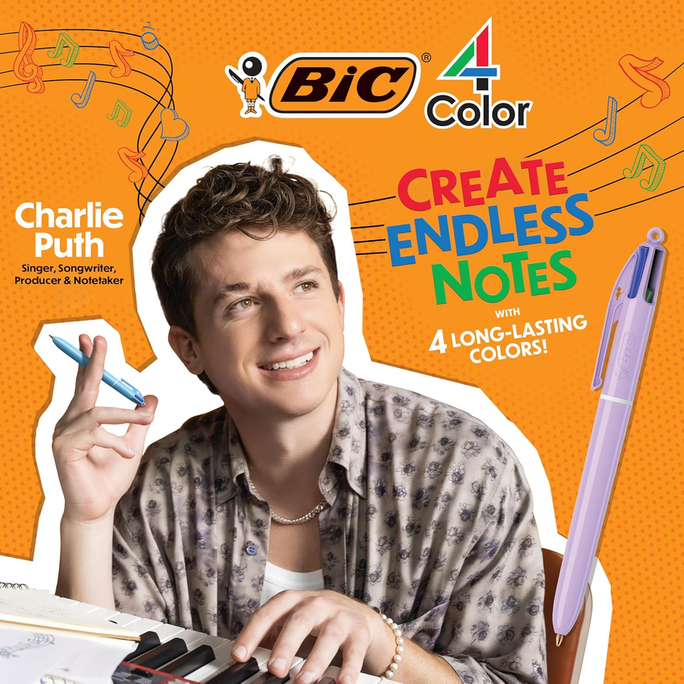BIC 4-Color Pastel Barrel Multicolor Ballpoint Pens, Long-Lasting Ink ...