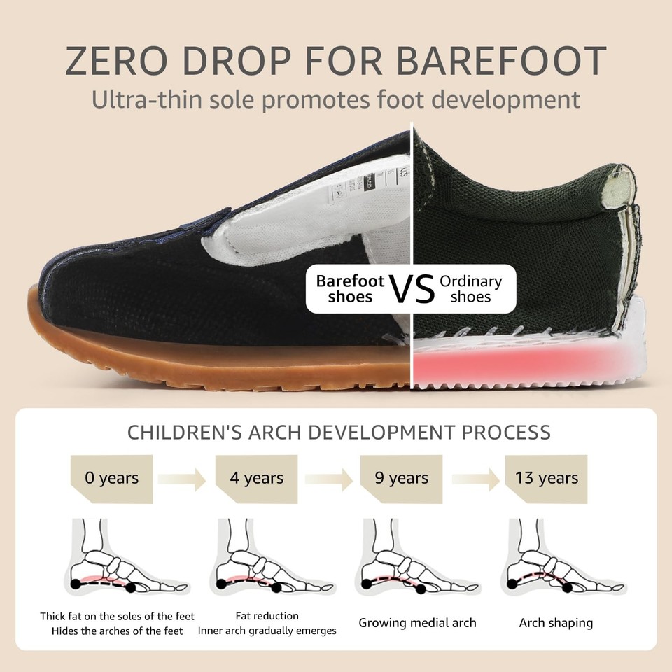 STQ KIDS Toddler Wide Toe Box Shoes Barefoot Shoe Boys Kids Walking Boy ...