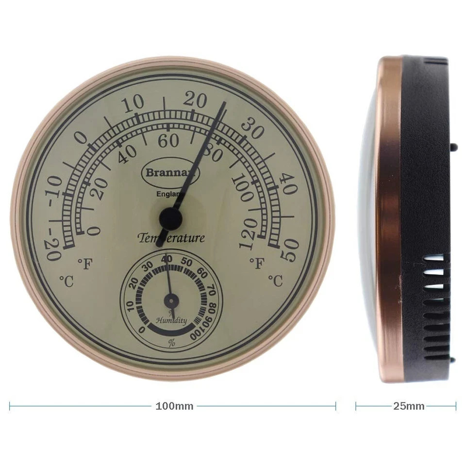 Thermometer Hygrometer Gilt Dial - Analog Hygrometer and Thermometer ...