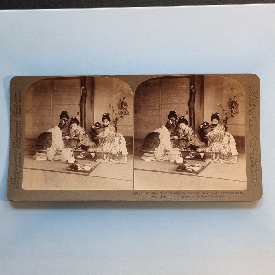 Stereoview Card 3D Real Photo C1900 Tokyo Japan Geisha Girls Serve Dinner | eBay
