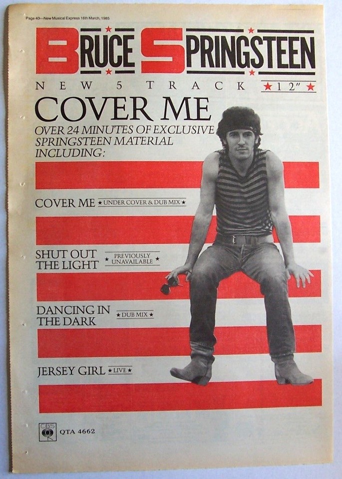 BRUCE SPRINGSTEEN vintage 1985 POSTER ADVERT COVER ME | eBay