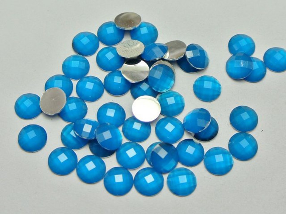 200 Neon Blue Flatback Acrylic Round Rhinestone Gems 8mm No Hole | eBay