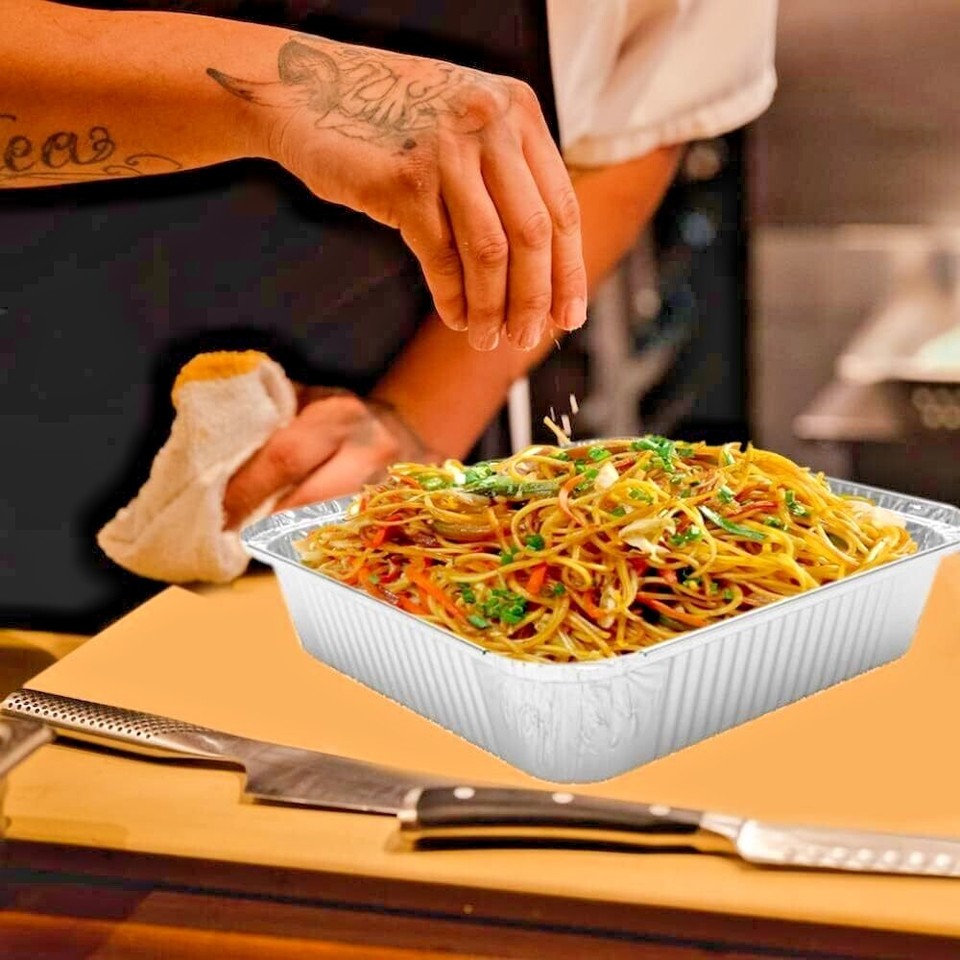 9" x 9" NO9 Large Aluminium foil food containers with lid oven baking ...