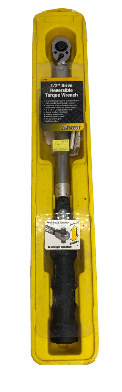 Titan Torque Wrench Reversible Click-Style 20-150'-lbs 1/2"Drive Steel ...