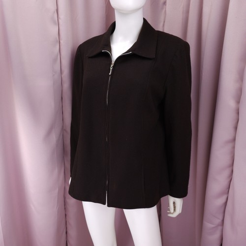 '90s Y2K Requirements Women's Brown Wool Mark Lined Full Zip Collared Jacket 18 | eBay