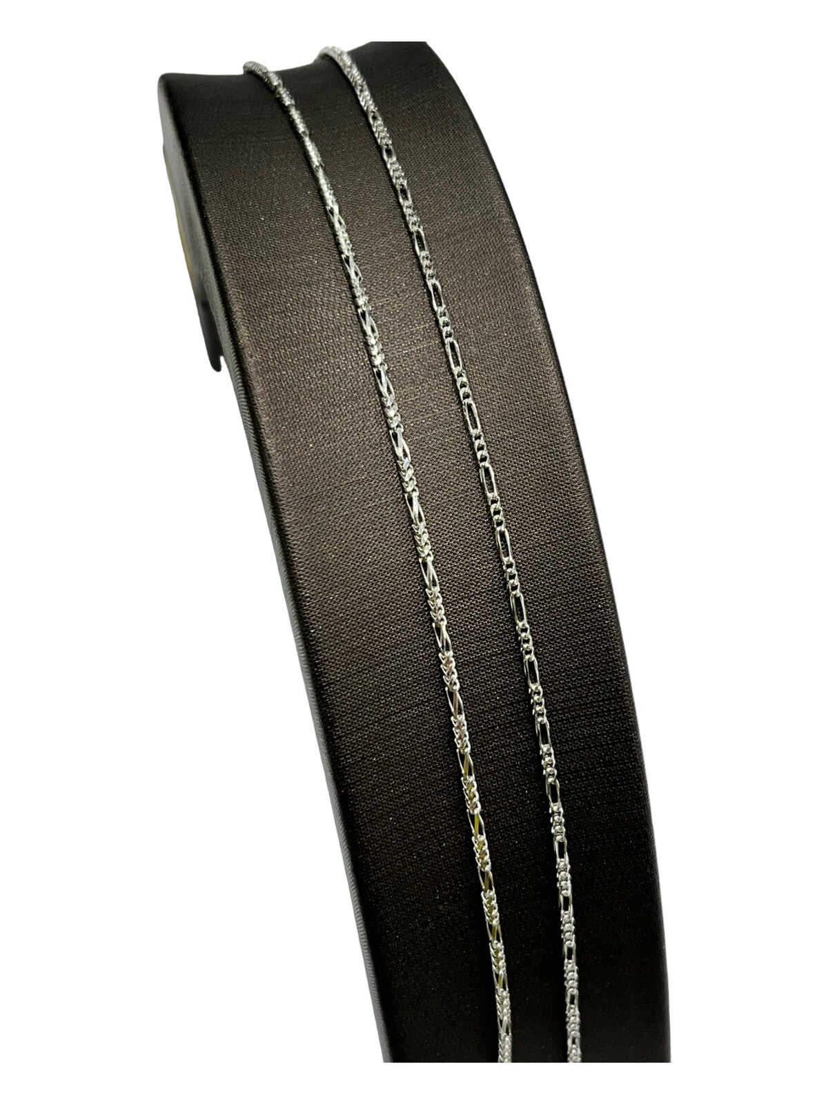 18ct 18K White Gold Italian Fine Figaro Wheat Chain Necklace 3.80 Grams ...