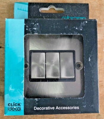 Click Deco Satin Chrome Switches & Sockets Black Inserts | eBay UK