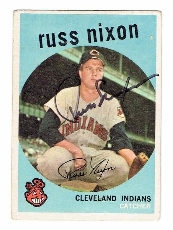 1959 Topps #344 RUSS NIXON Autographed Baseball Card Cleveland Indians ...