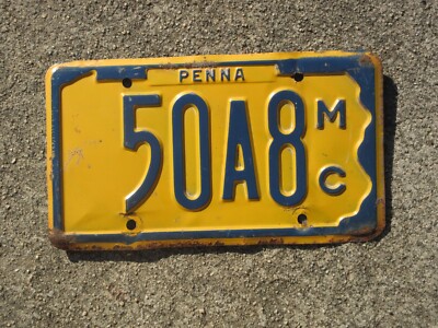 1965 Pennsylvania Motorcycle License Plate PA Penna 50A8MC | eBay