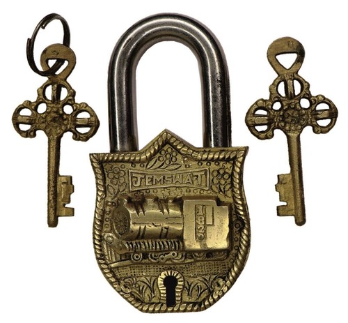 Train Engine Engraved Vintage Style Padlock Handmade Brass Door Lock ...