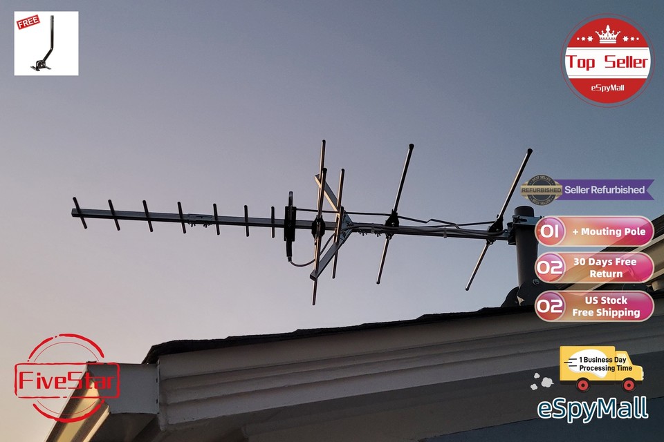 Long Range Yagi Digital TV Antenna 300 Mile for UHF VHF FM Broadcast | eBay