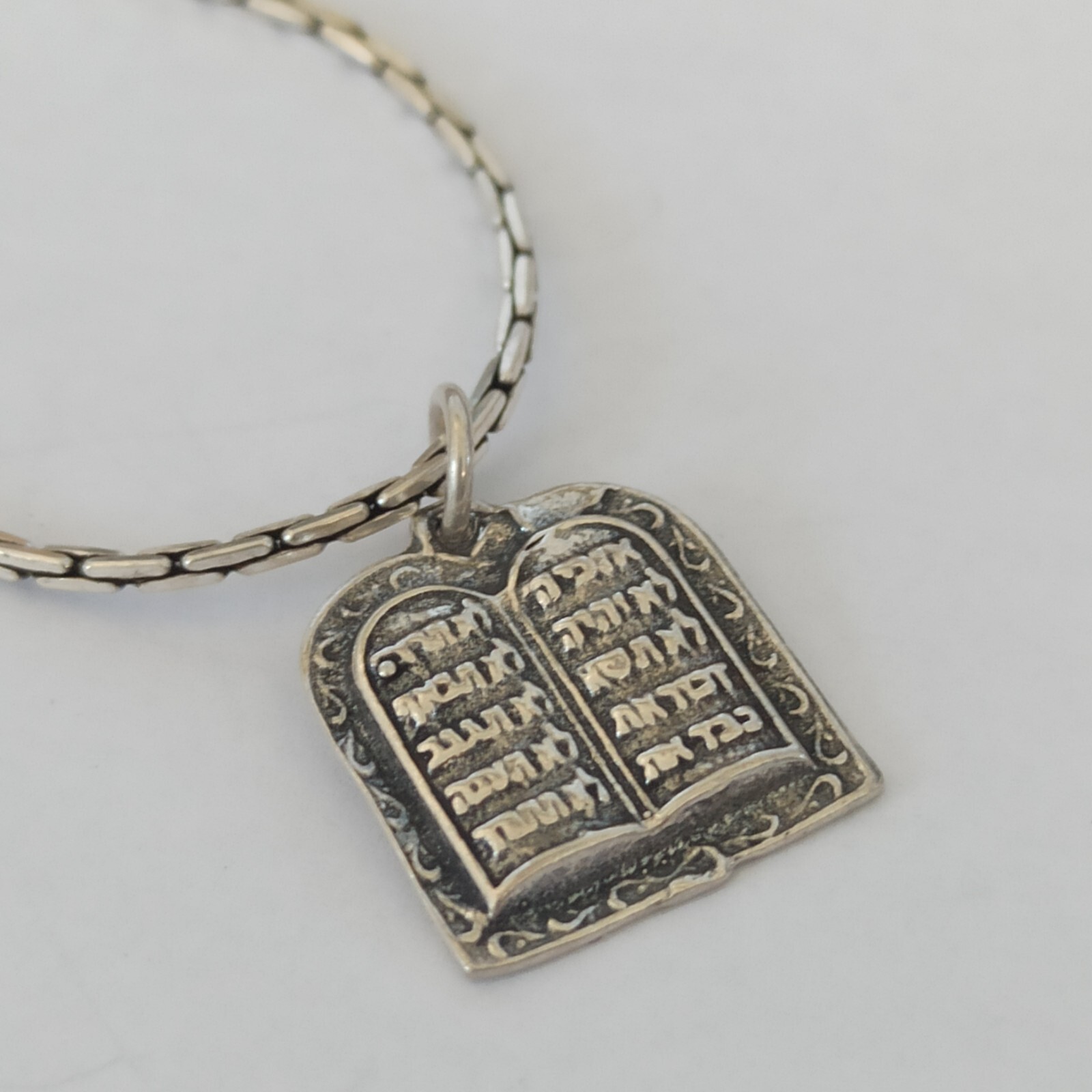 Ten Commandments Necklace Vintage Silver 925 Hebrew Men Women Jewish ...