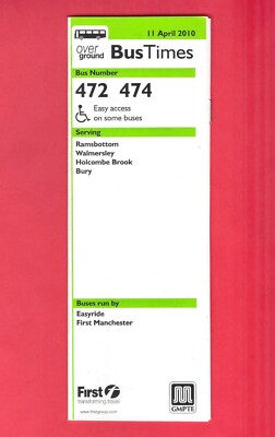 GMPTE Bus Timetable ~ 472/4: Ramsbottom Bury - Easyride & First Mcr ...