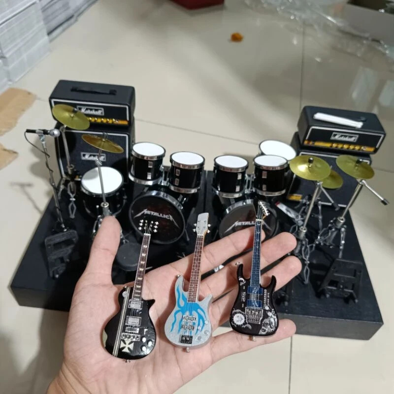 Miniature Drum Kit Band Rock Musical Instrument Display Gift 1/12 FULL ...