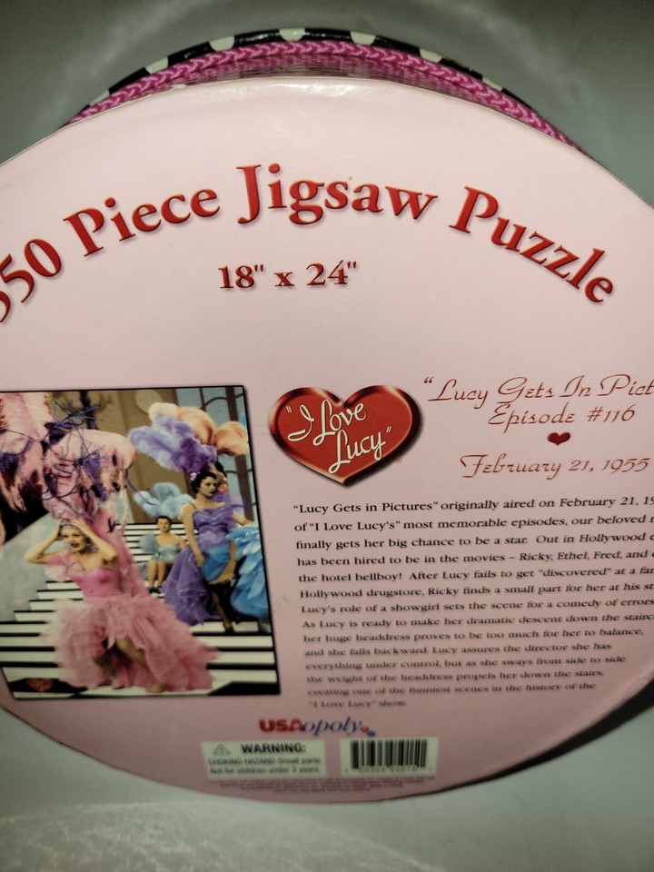 9.5" Collectors Hat Box I LOVE LUCY Hat Box EMPTY 550 Piece Jigsaw ...