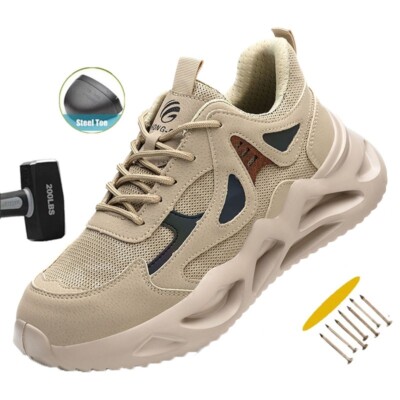 Mens Mesh Safety Shoes Steel Toe Work Boots Indestructible Lightweight ...