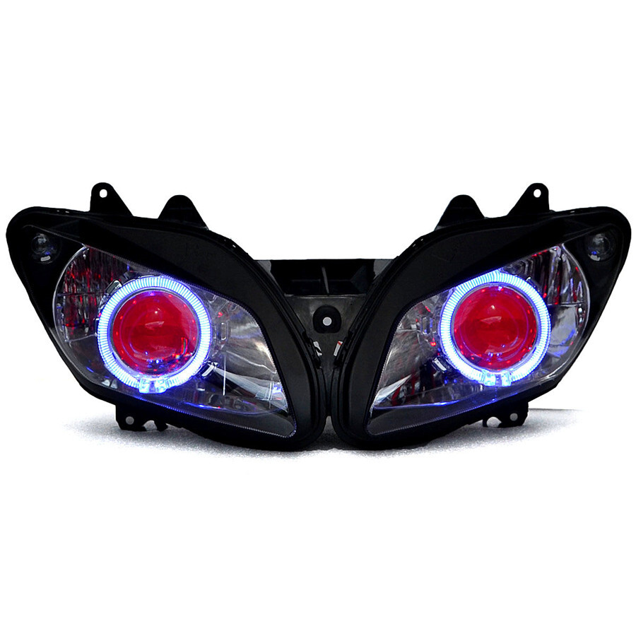 Headlight For Yamaha YZF R1 2002-2003 Custom Blue Angel Eyes+Red Demon ...