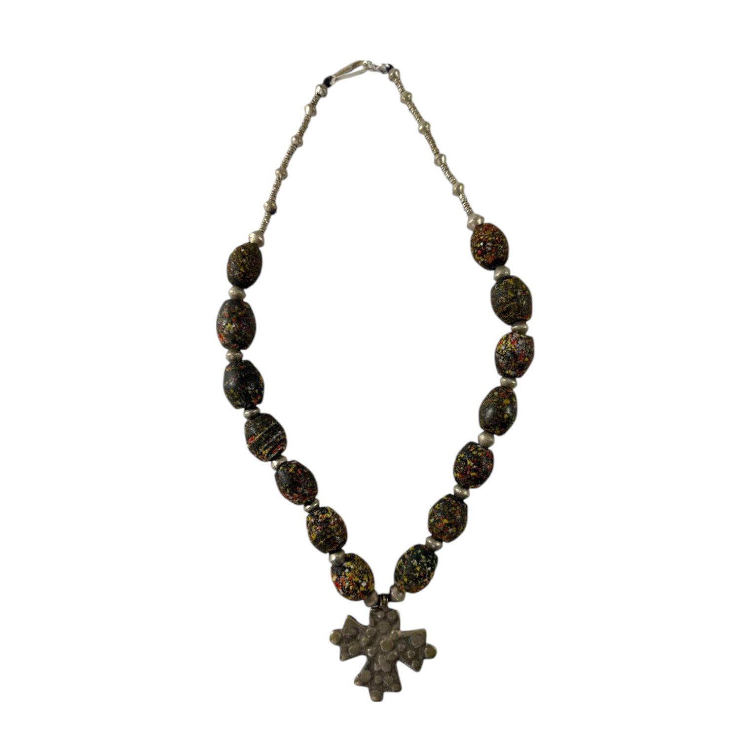 Rare Ethiopian Cross Necklace w/ Handcrafted Recycled… - Gem
