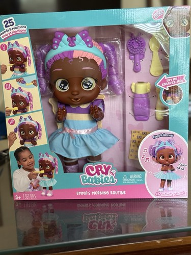 Cry Babies Emma's Morning Routine Interactive 13.6" Baby Doll Toy New ...