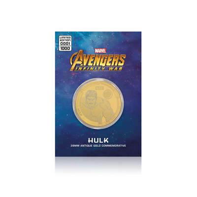 Marvel AVENGERS INFINITY WAR 18k Gold Overlay Ltd Ed 1000 COIN ...