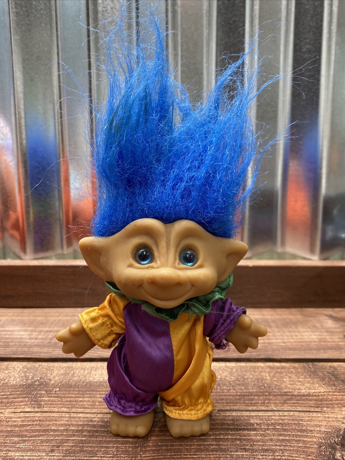 VINTAGE ACE NOVELTY ~ TROLL DOLL GEMSTONE TUMMY ~BLUE HAIR & EYES ...