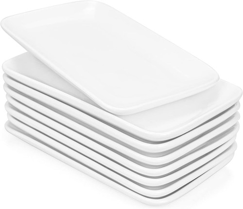 8-Piece Set of 8-Inch Rectangular Ceramic Plates Salad Plates | eBay