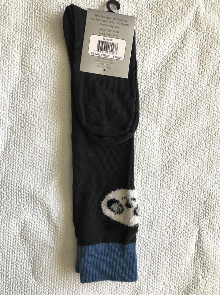 Kenneth Jones Black Calf Length Panda Socks Women’s Sock Sz 9-11 KJKH01 ...