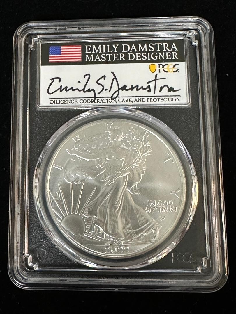 2022 Silver Eagle First Day of Issue Emily Damstra Signed PCGS MS70 | eBay