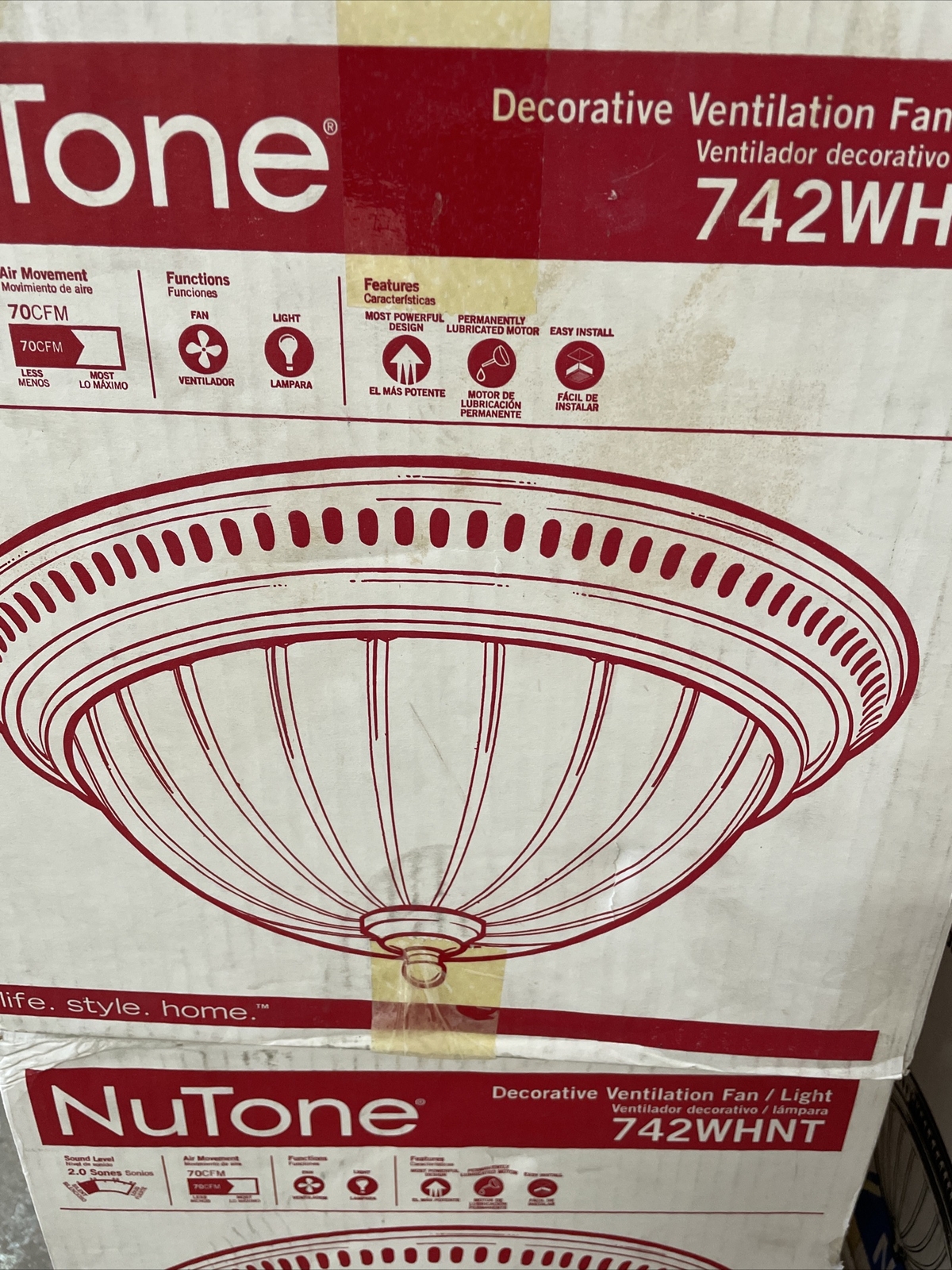 Nutone 742WHNT Bathroom Fan, Decorative Fan w/ Light 4" DUCT | eBay