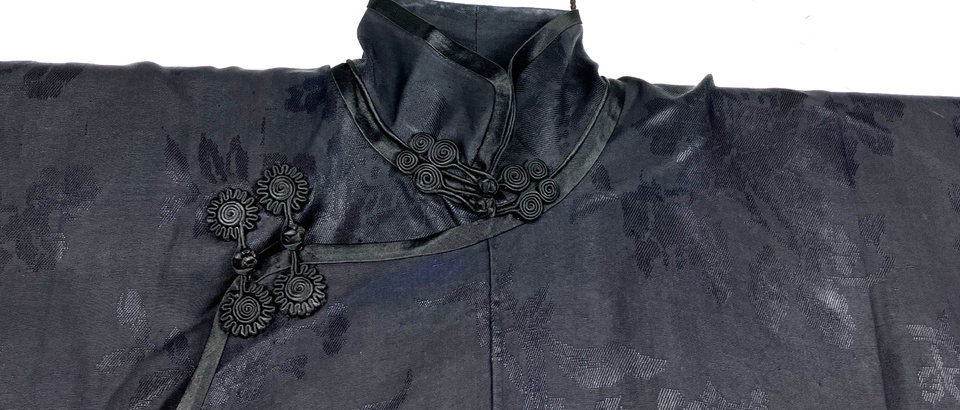 Vintage Antique Black Silk Autumn Qipao Jacket Qing - ROC 20s 30s Robe ...