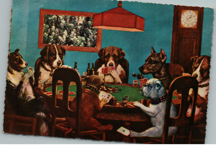Vintage Postcard Dogs Playing Cards Only A Friend Needed | eBay