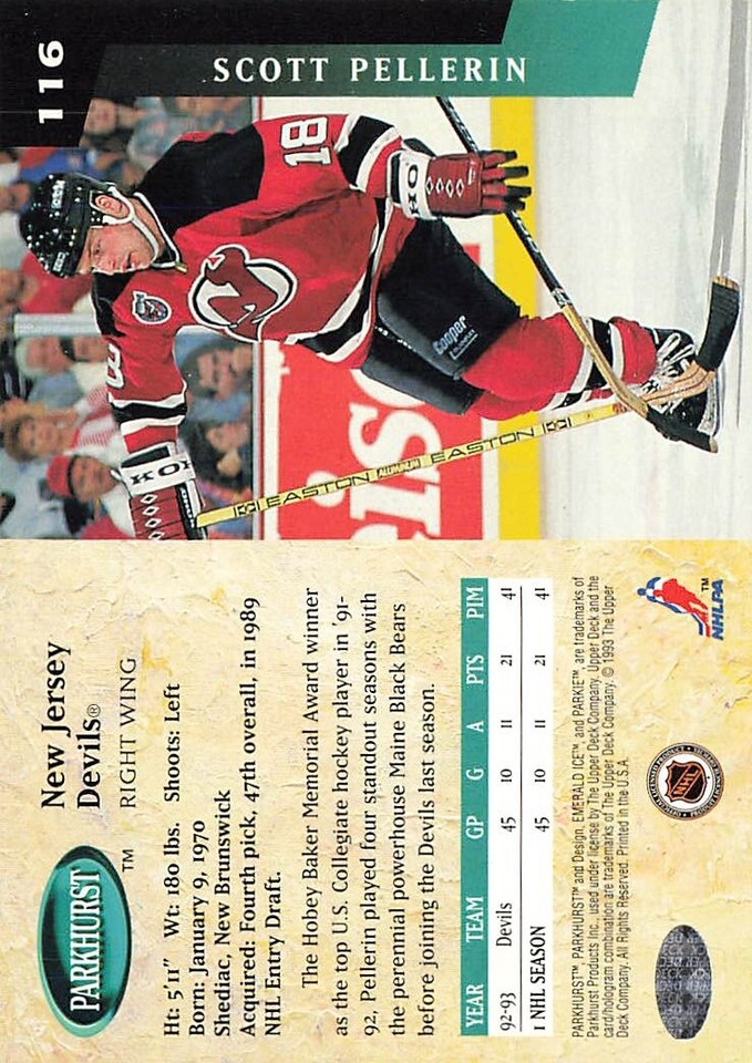 1993 Parkhurst #116 Scott Pellerin New Jersey Devils | eBay