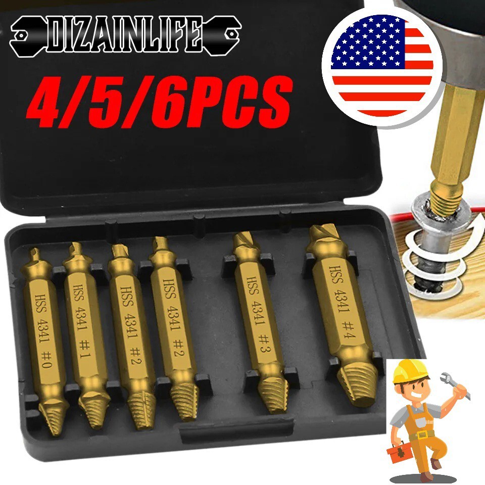 6pcs Fast Damaged Screw Extractor Speed Out Drill Bits Tool Broken Bolt ...
