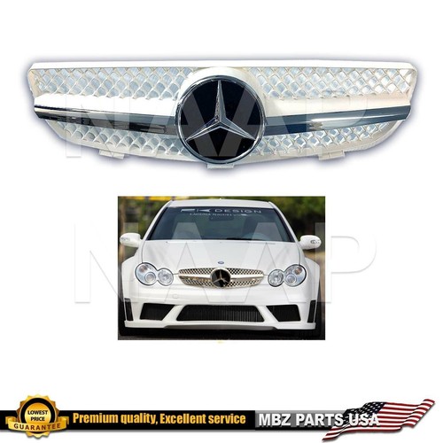 W209 03-09 CLK White Grille AMG Style Front Emblem CLK320 CLK55 CLK500 ...