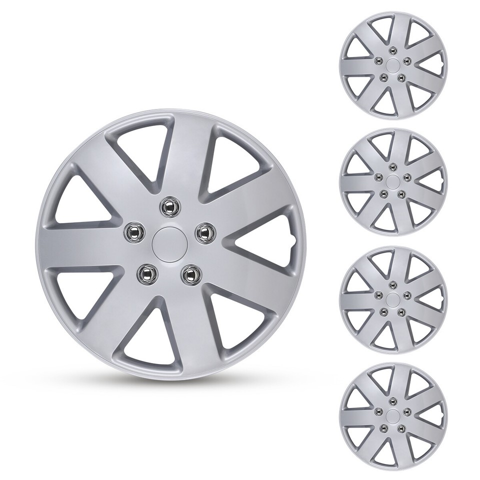 16" Sliver Wheel Covers Full Rim Snap on Hubcaps for Tire & Steel Rim 4 ...