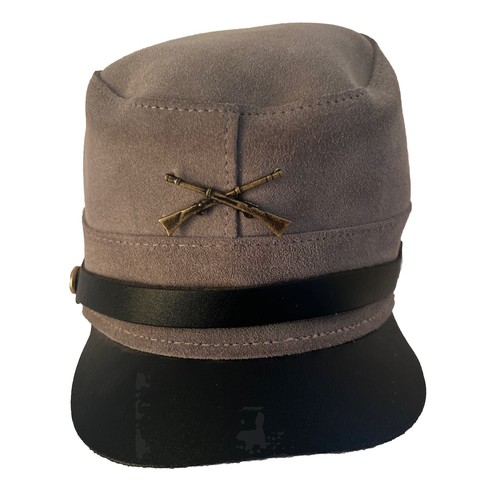 Confederate Gray Leather Civil War Henschel Hat Cap Size XL Crossed ...