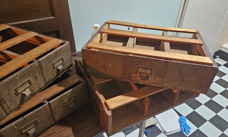 Vtg Library Index Card 3x5 File Cabinet 10 DrawersWooden Primitive | eBay