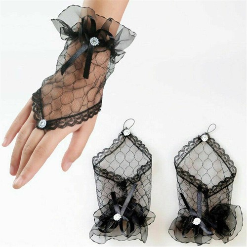 Women Fingerless Anime Cosplay Gloves Lace Gloves Mittens Short | eBay
