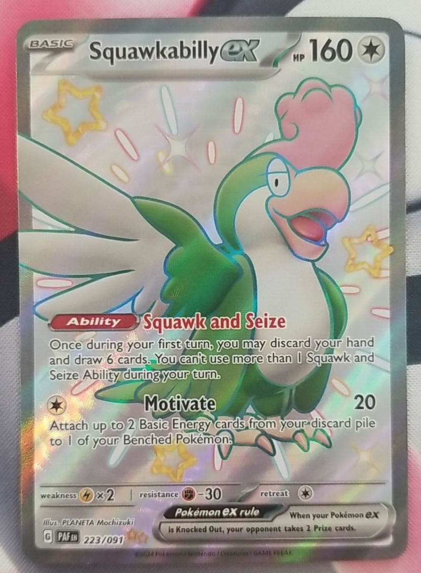 Pokemon Card Squawkabilly ex 223/091 Paldean Fates Illustration Full ...