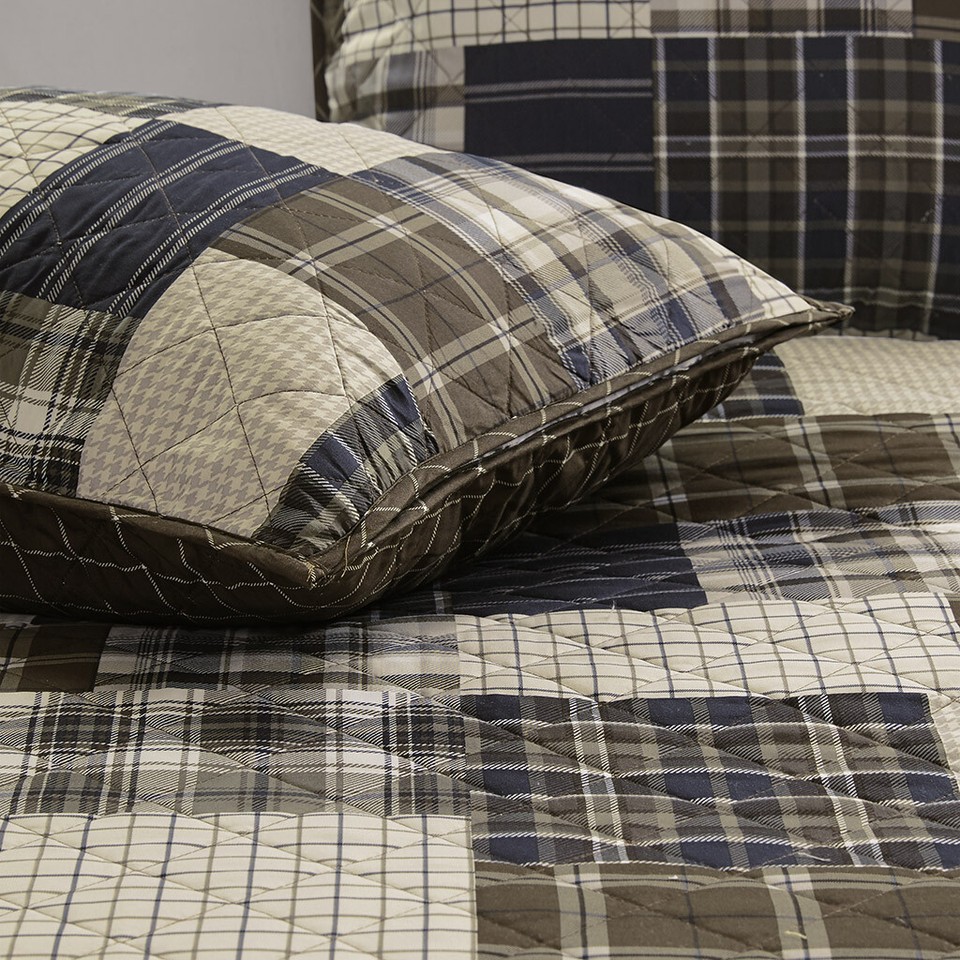 BEAUTIFUL COZY PLAID BROWN GREY BLACK RUSTIC BEIGE LOG CABIN LODGE ...