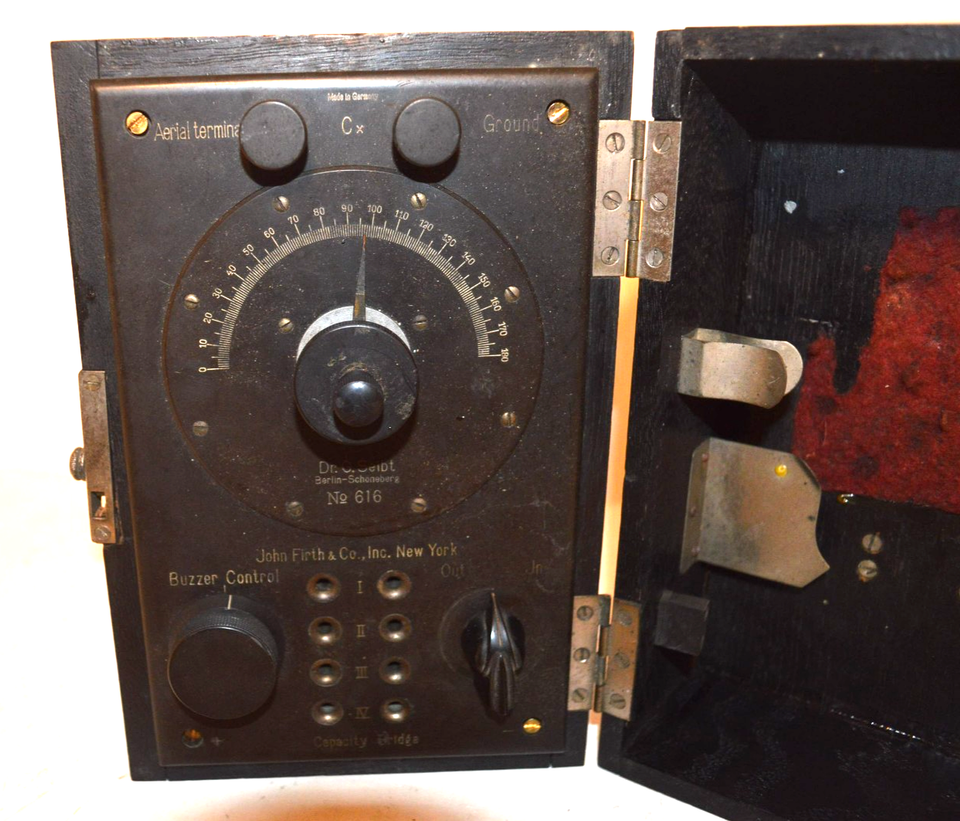 VERY RARE 1916 JOHN FIRTH RADIO WAVE METER FOR DR G. SEIBT, BERLIN ...