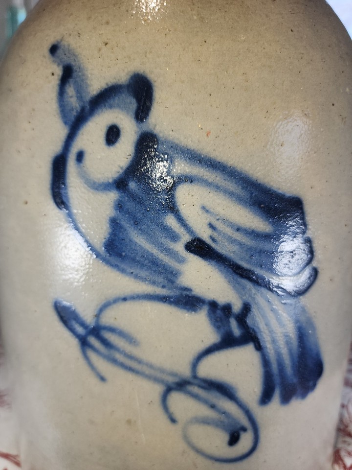 Antique Salt Glazed Stoneware "WEST TROY POTTERY * WEST TROY N.Y." BLUE ...