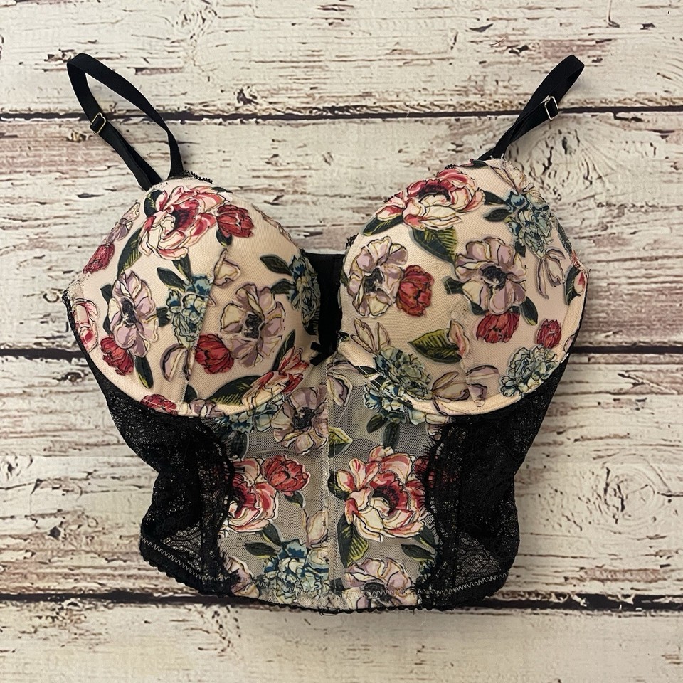 Victoria's Secrets Rose Embroidery Purest Pink Floral Bra Top Corset ...