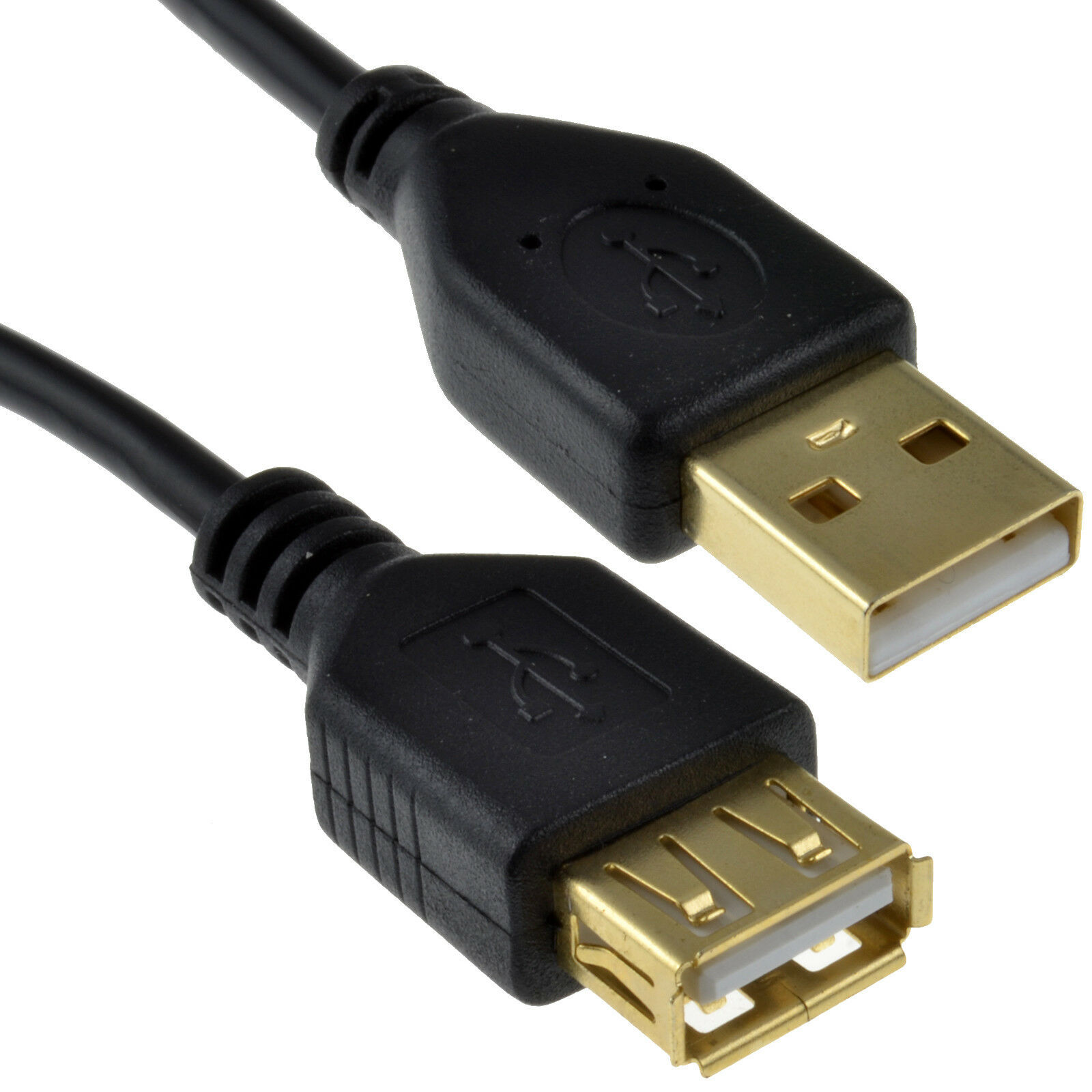 GOLD USB 2.0 24AWG Copper EXTENSION Cable A Plug to Socket Lead 50cm/1m ...
